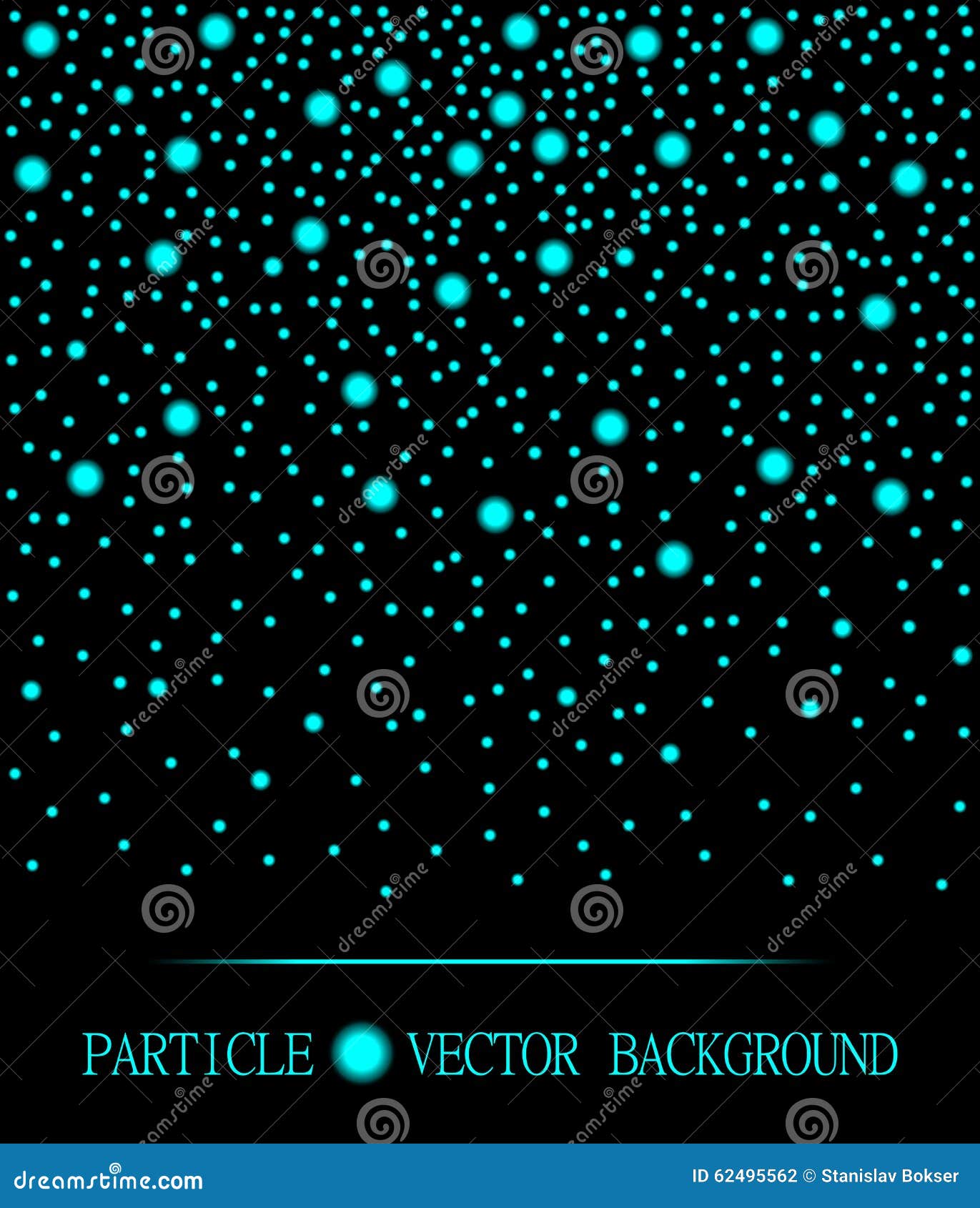 Abstract Cyan Falling Light Cyan Particles Black Background. Vector ...