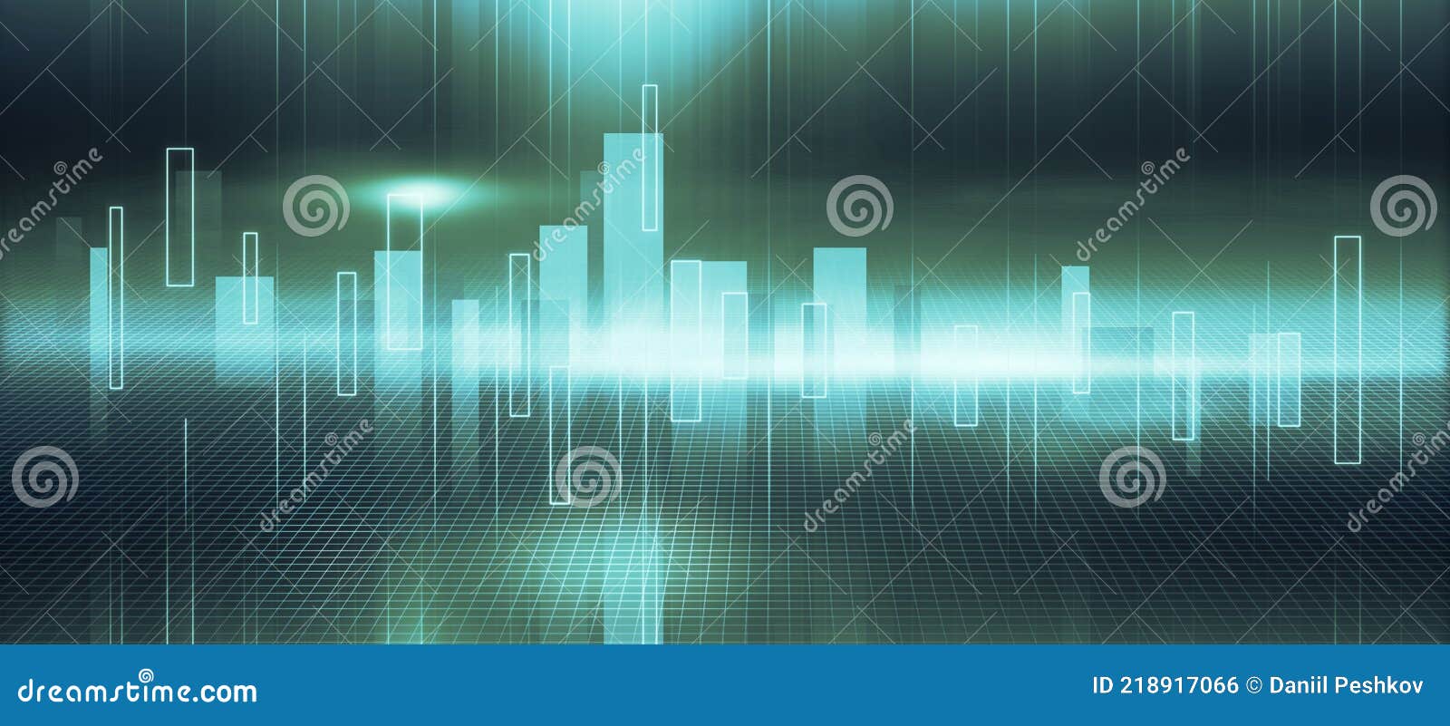 Abstract Cyber Backdrop with Green and White Glowing Rectangular ...