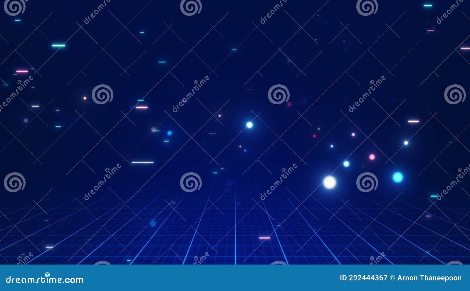 Abstract Cyber Digital Technology Concept. Grid Below Lines and ...