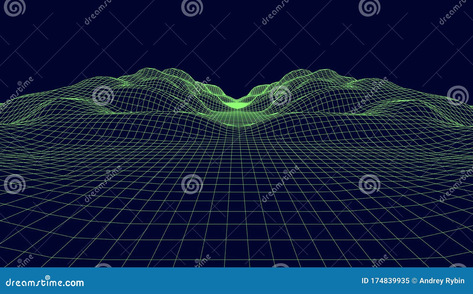Abstract Cyber Landscape or Wave from Mesh Stock Vector - Illustration ...