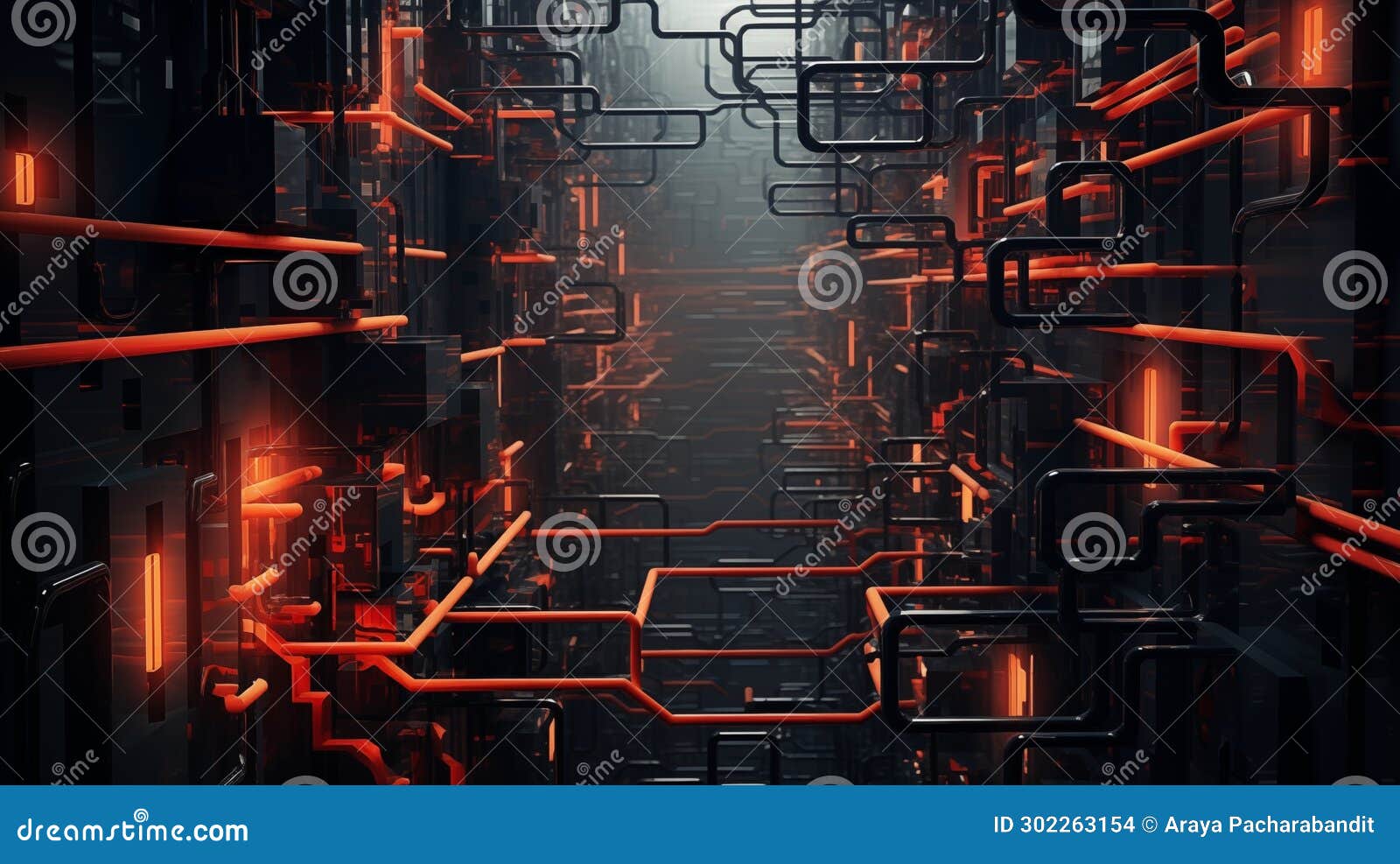 Abstract Cyber Pathways Merge in a Dynamic Visual Composition, AI ...