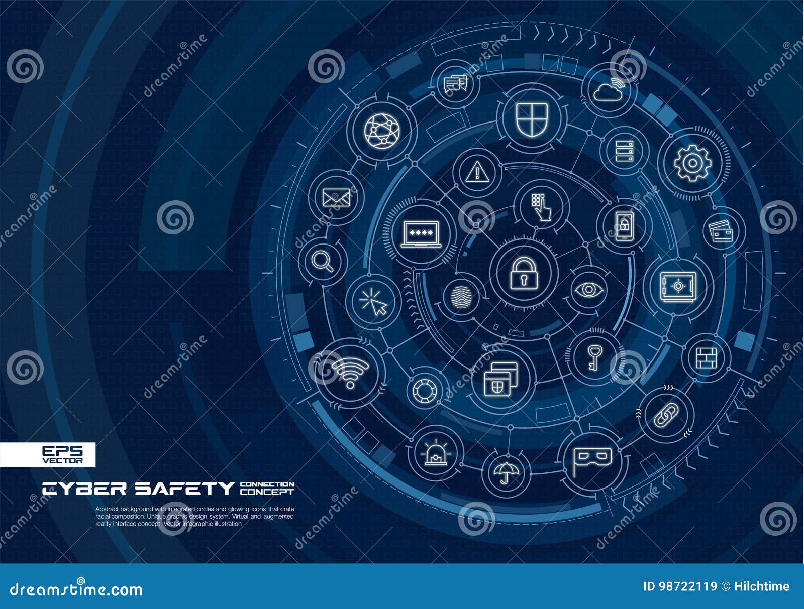 Abstract Cyber Security Background. Digital Connect System with ...