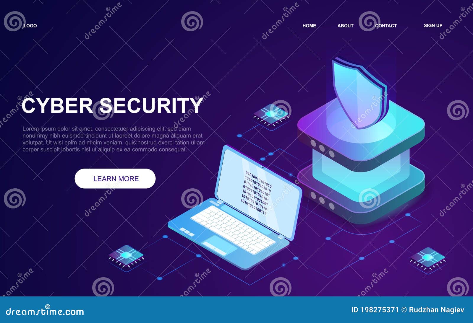 Abstract Cyber Security Concept Stock Vector - Illustration of laptop ...