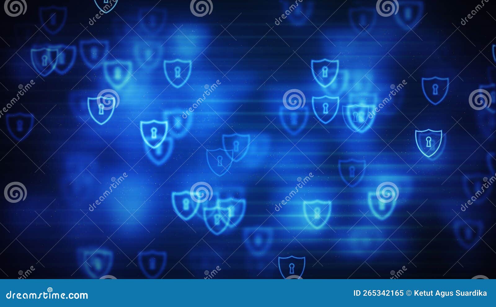 Abstract Cyber Security Vignette Blue Shine Blurry Focus Shield Lock ...