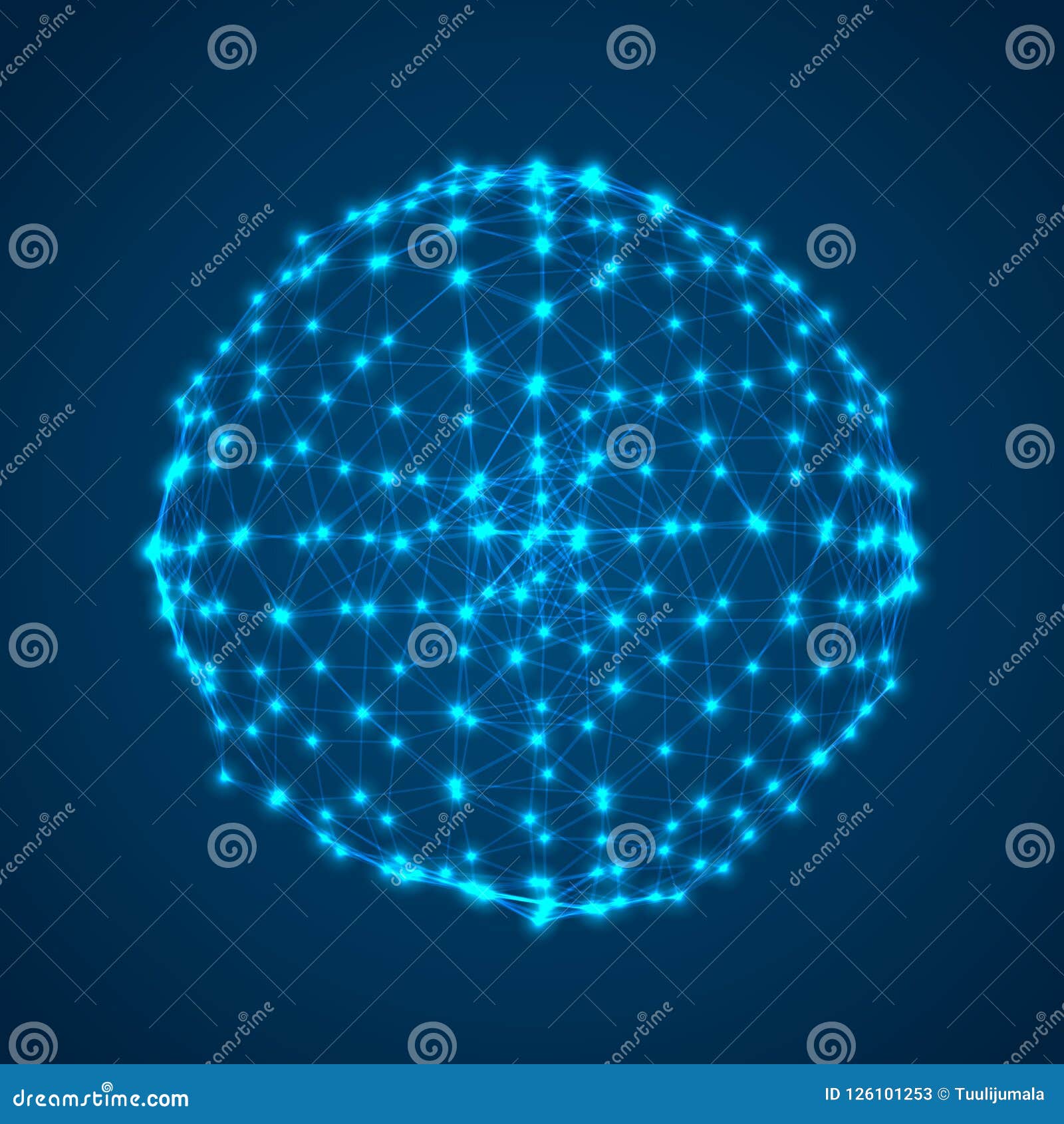 Abstract Cyber Sphere Mesh with Glowing Vertices Stock Vector ...