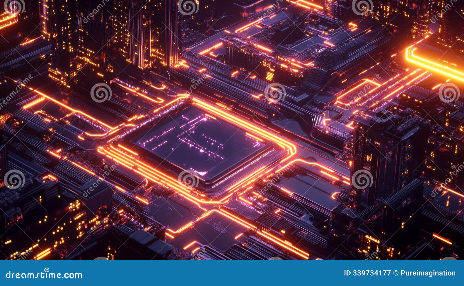 Abstract 3D Cyberpunk Interface Background Stock Image | CartoonDealer ...
