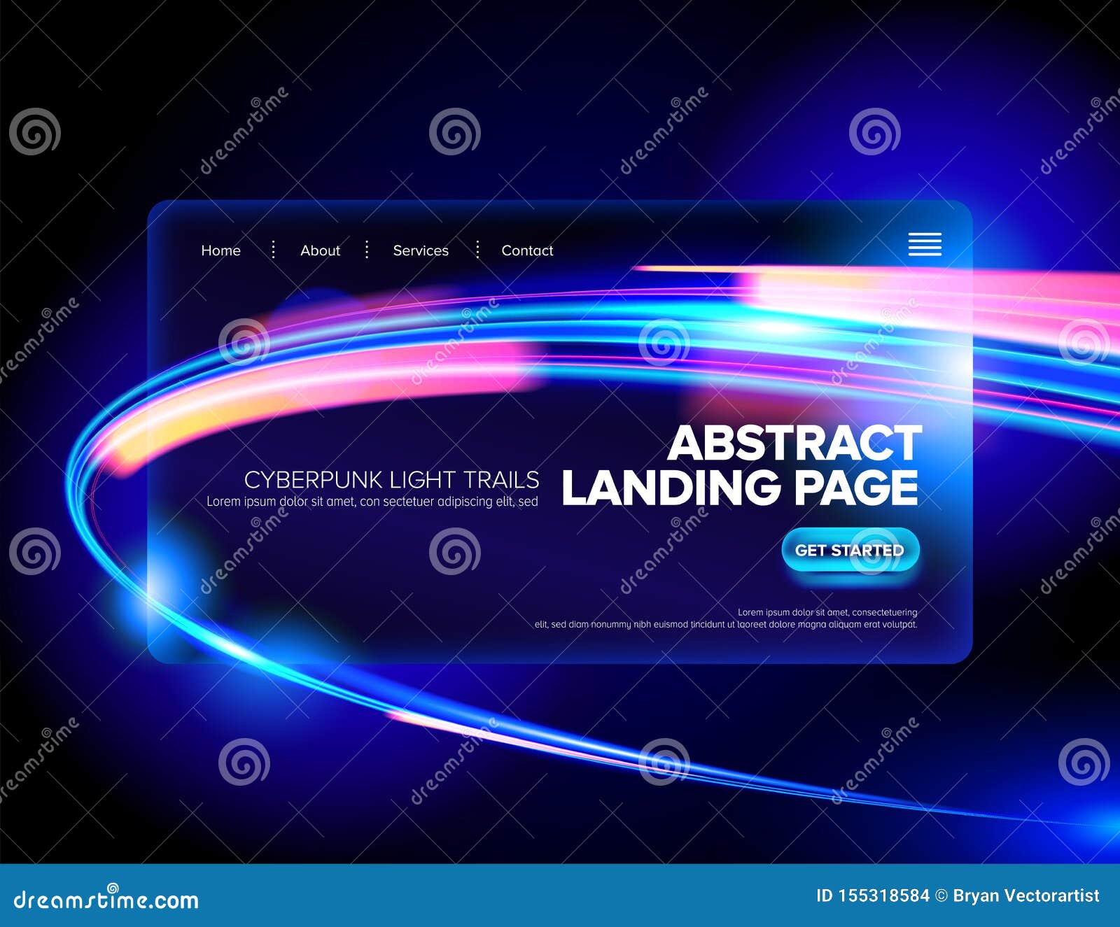 Abstract Cyberpunk Landing Page Stock Illustration - Illustration of ...