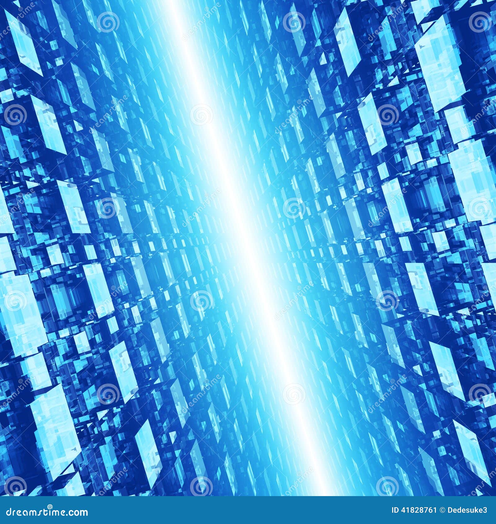 Abstract Cyberspace With A Hacked Array Of Binary Data Explosion With Rays Of Light Blown Up