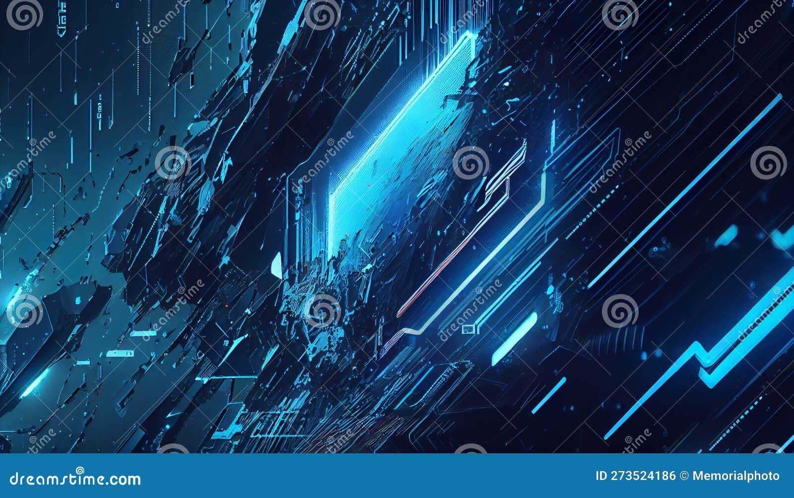 Abstract Cyberspace Building Crashing Down, Visualization Digital ...