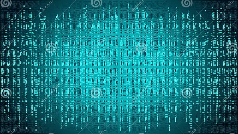 Abstract Cyberspace with Digital Lines, Binary Code, Matrix Background with Digits Stock Vector ...