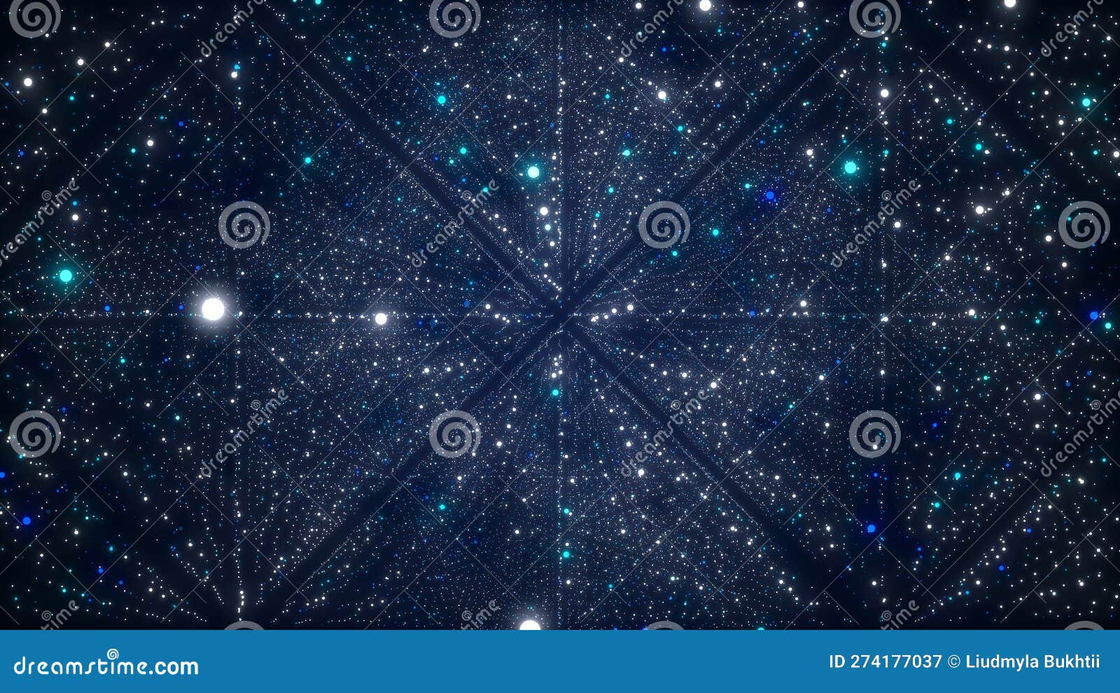 Abstract Cyberspace with Flying Particles in Infinite. Space Futuristic ...