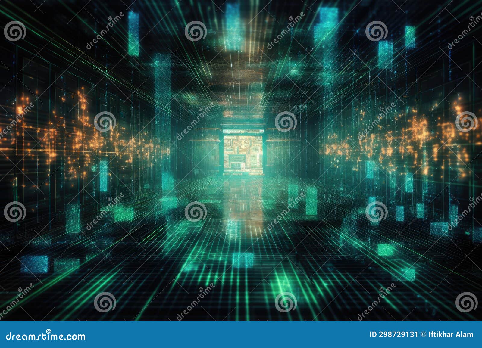 Abstract Cyberspace Technology Background,3d Render and Illustration, Digital Binary Code and AI ...