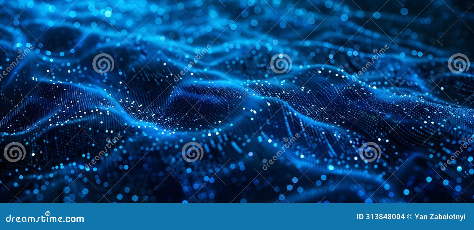 Abstract Cyberwave: Digital Network Ocean. Concept Digital Art ...