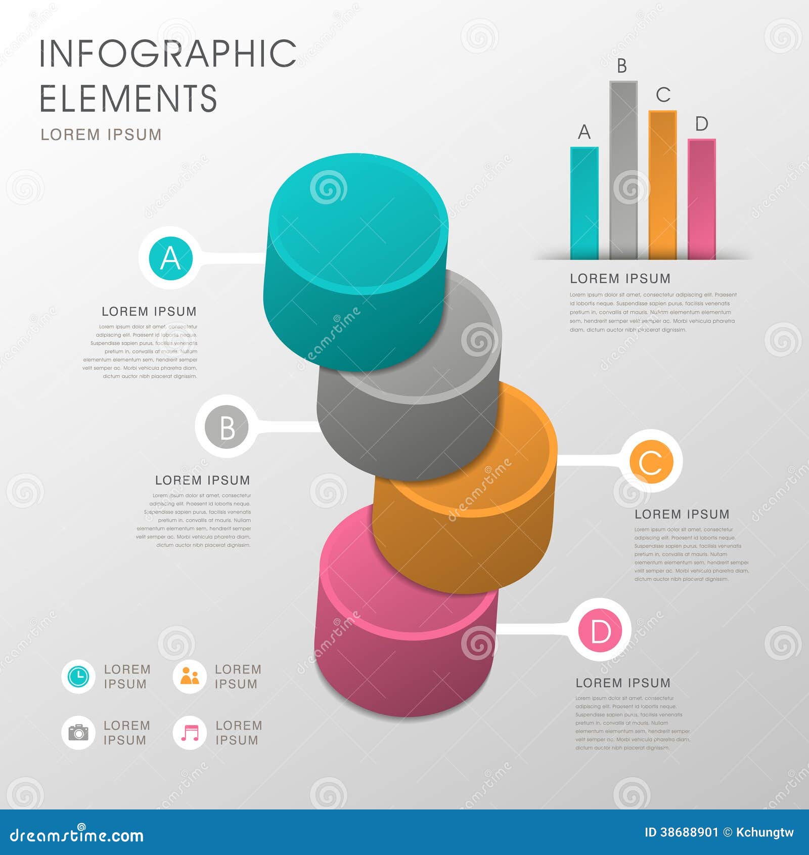 Abstract 3d Cylinder Tower Chart Infographics Vector Illustration ...