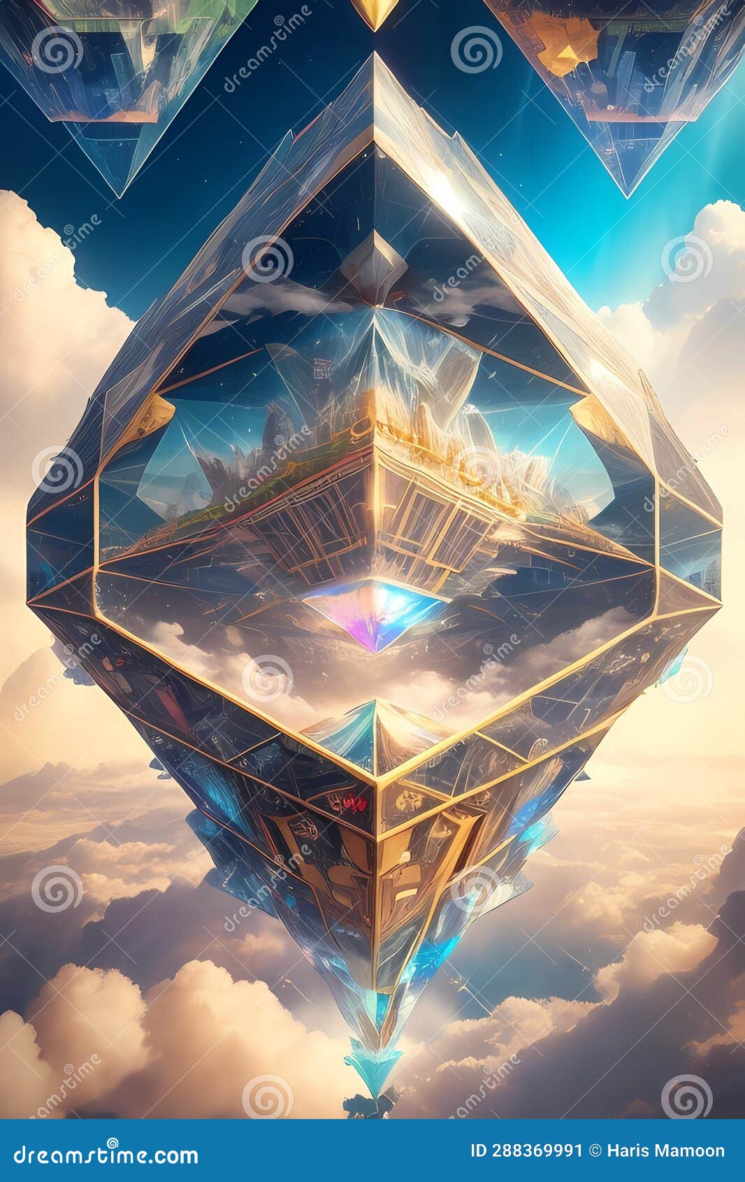 Abstract 3D Art of a Diamond Shaped Building Stock Illustration ...