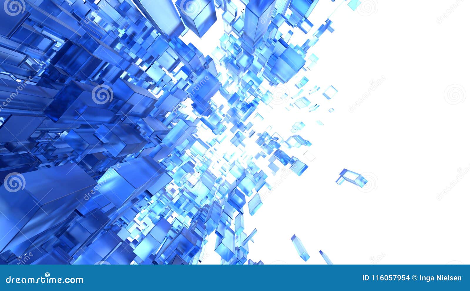 Abstract 3d Background with Blue Glass Cubes Stock Illustration ...