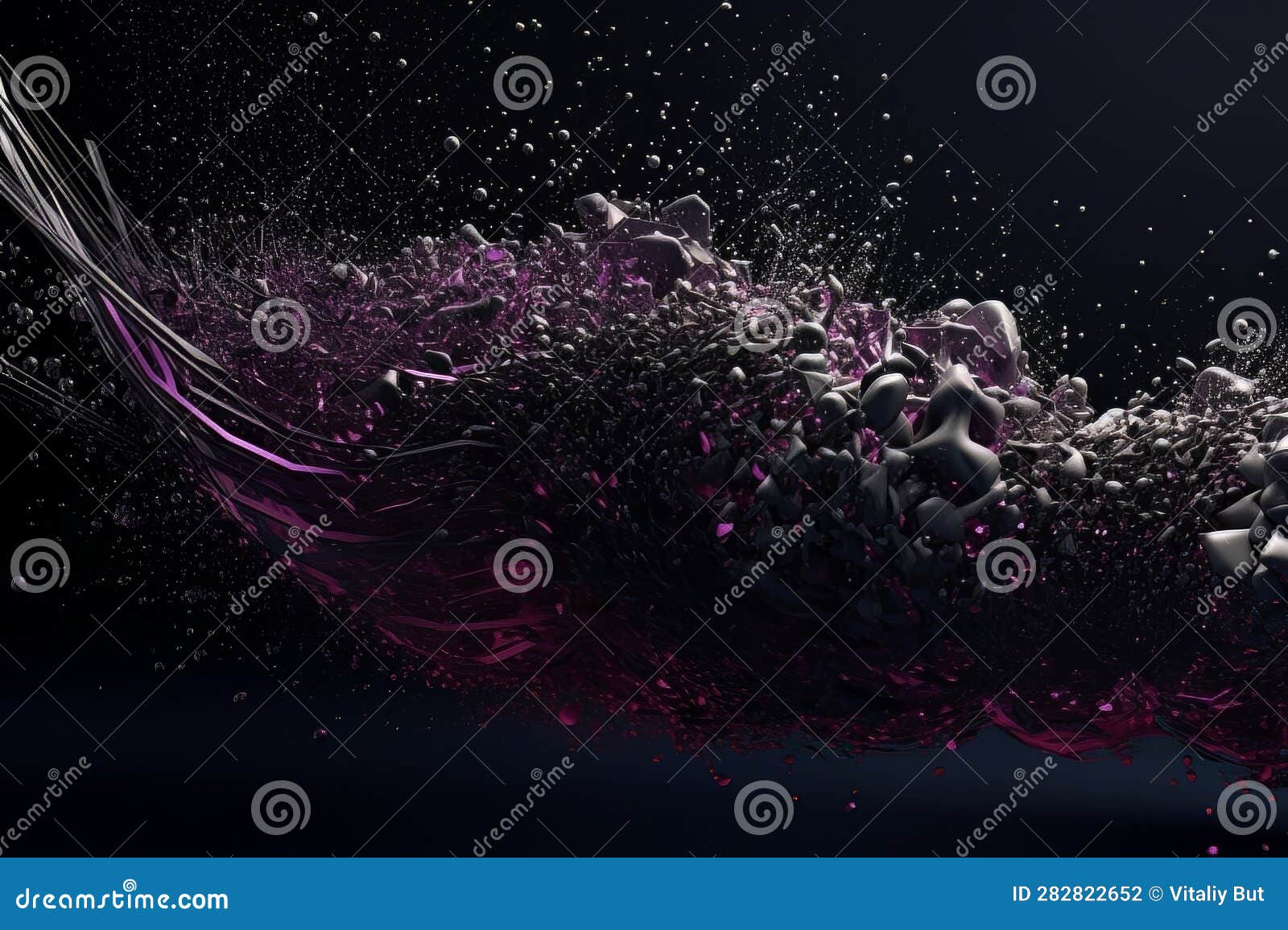 Abstract 3D Background Explosive Splash of Futuristic Purple Crystals ...