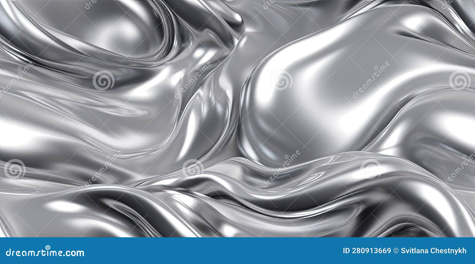 Abstract 3D Background with Flowing Liquid Metal Texture. Seamless ...