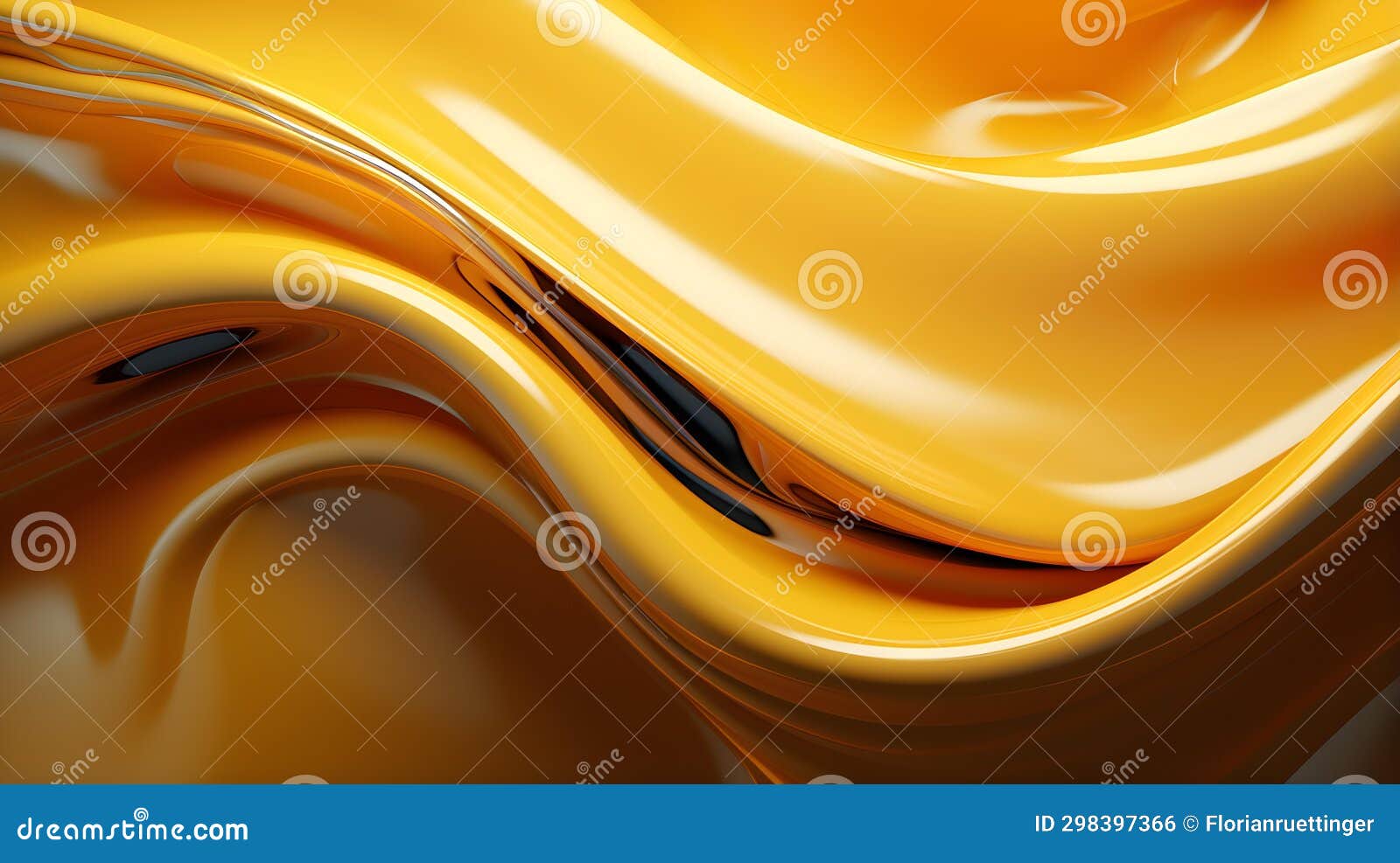 Abstract 3D Background of Fluid Shapes in Light Yellow Colors. Dynamic ...