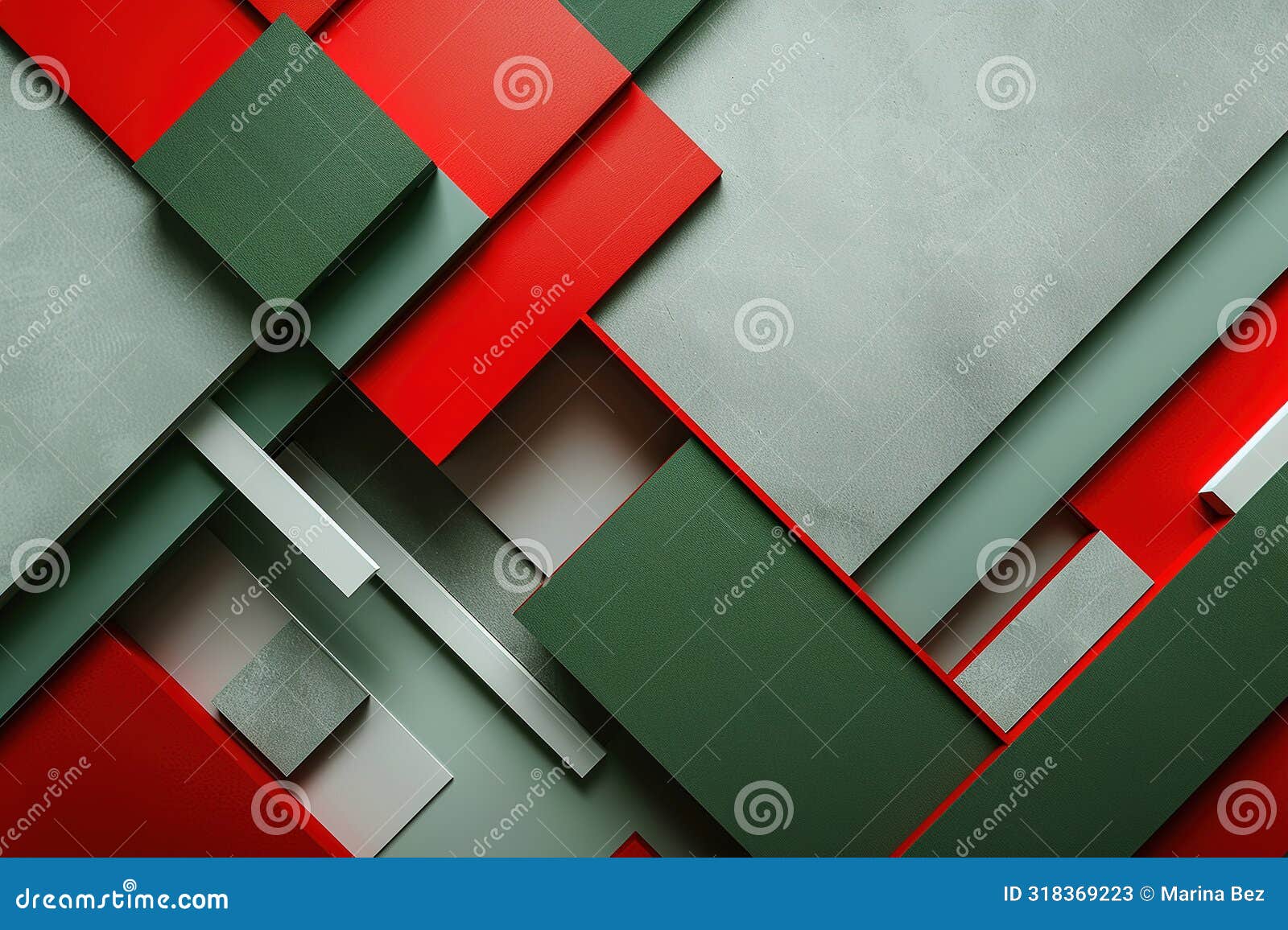 Abstract 3D Background of Geometric Layers in Red and Green with a ...