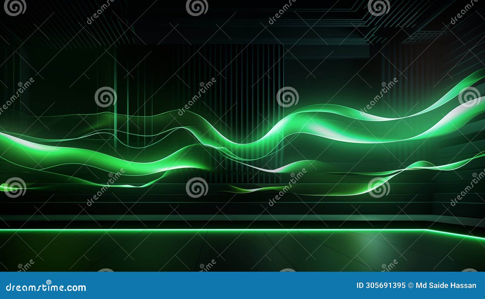 Abstract 3D Background of Green Neon Lines. Stock Image - Image of loop ...