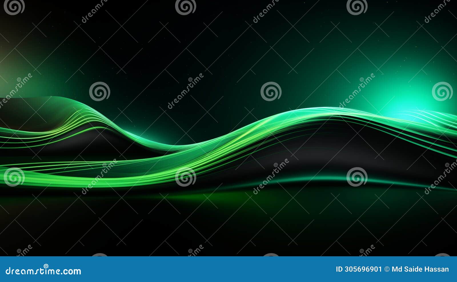 Abstract 3D Background of Green Neon Lines. Stock Illustration ...