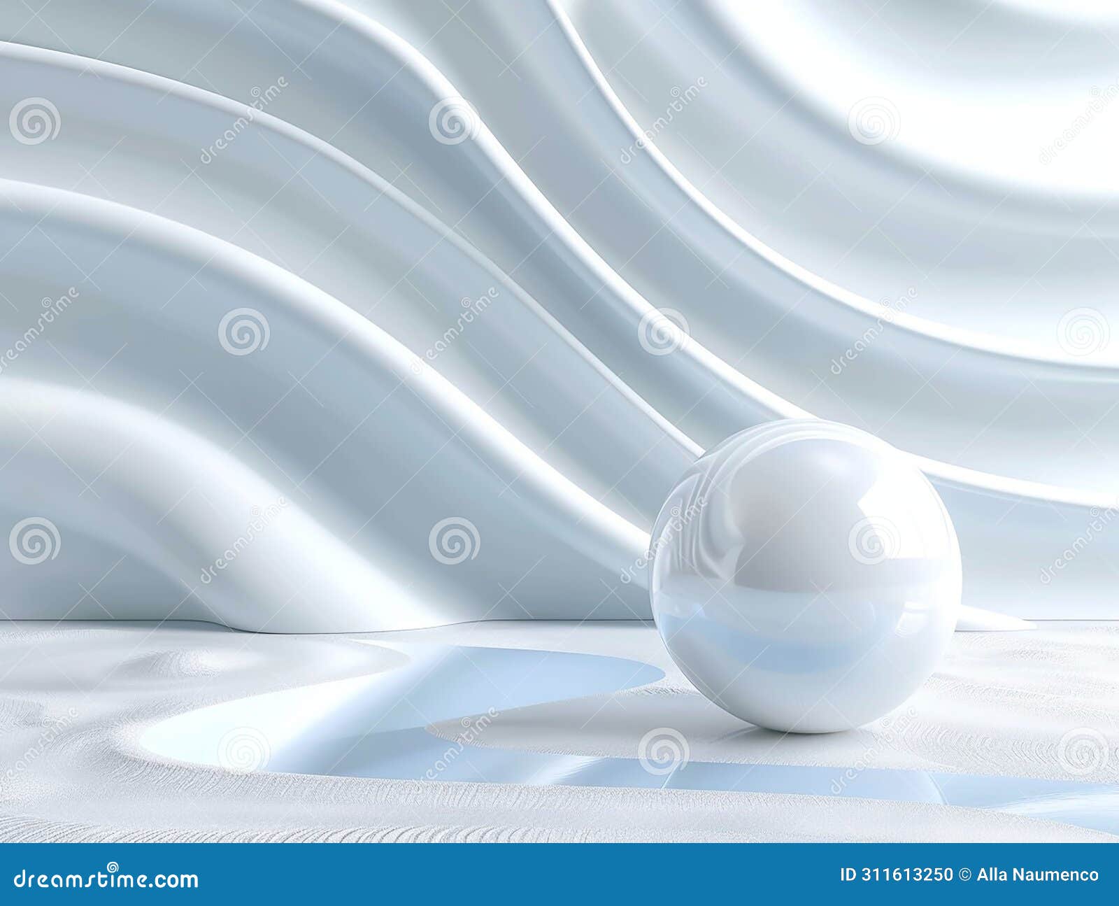 The Abstract 3d Background with a Large White Grooved Sphere Produces a Realistic Effect in ...
