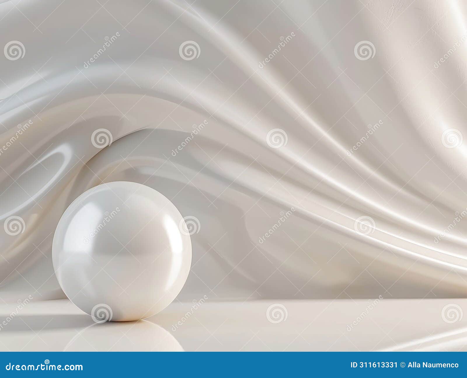 The Abstract 3d Background with a Large White Grooved Sphere Produces a ...