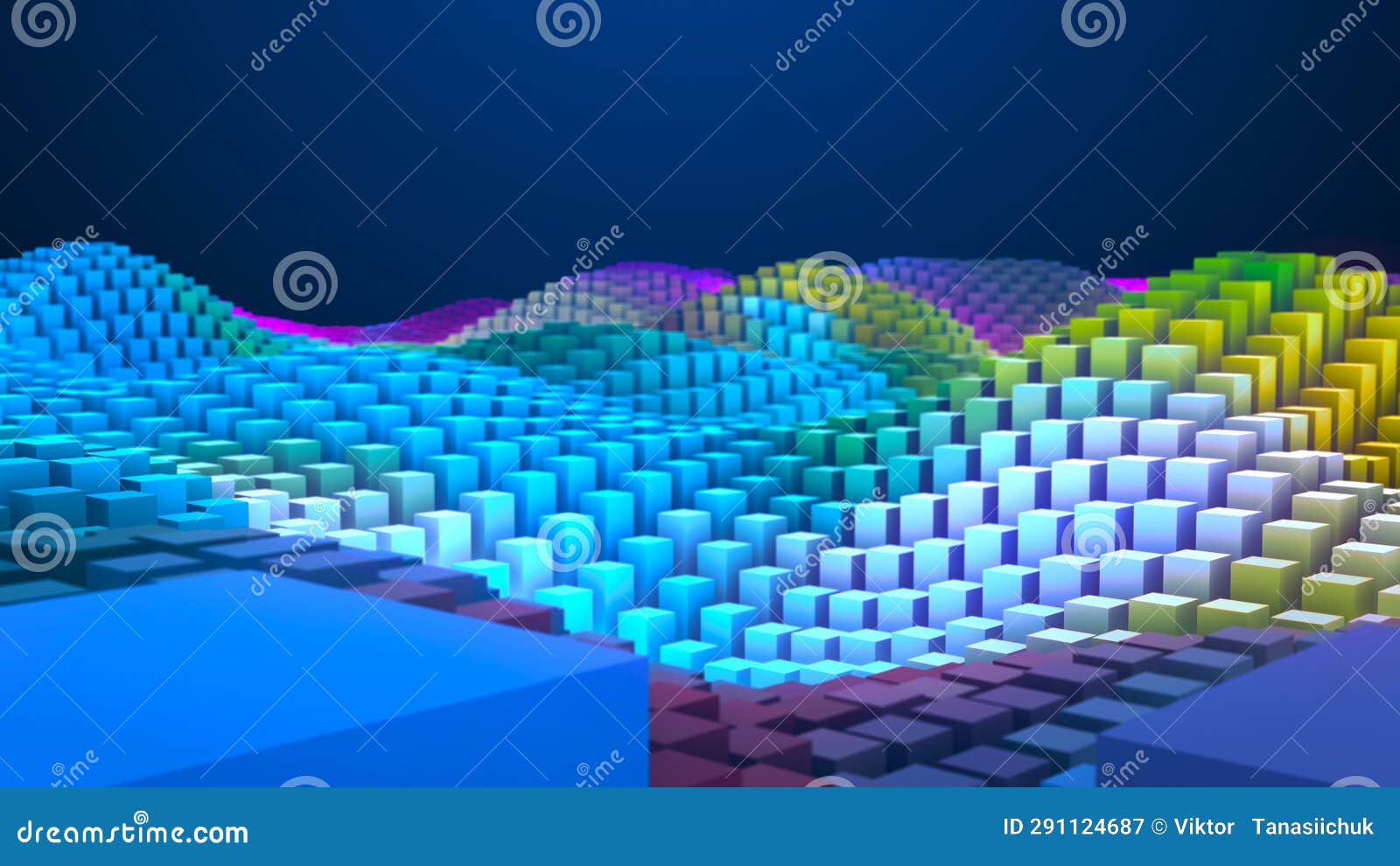 Abstract 3D Background Made of Multi-colored Cubes. the Up and Down ...