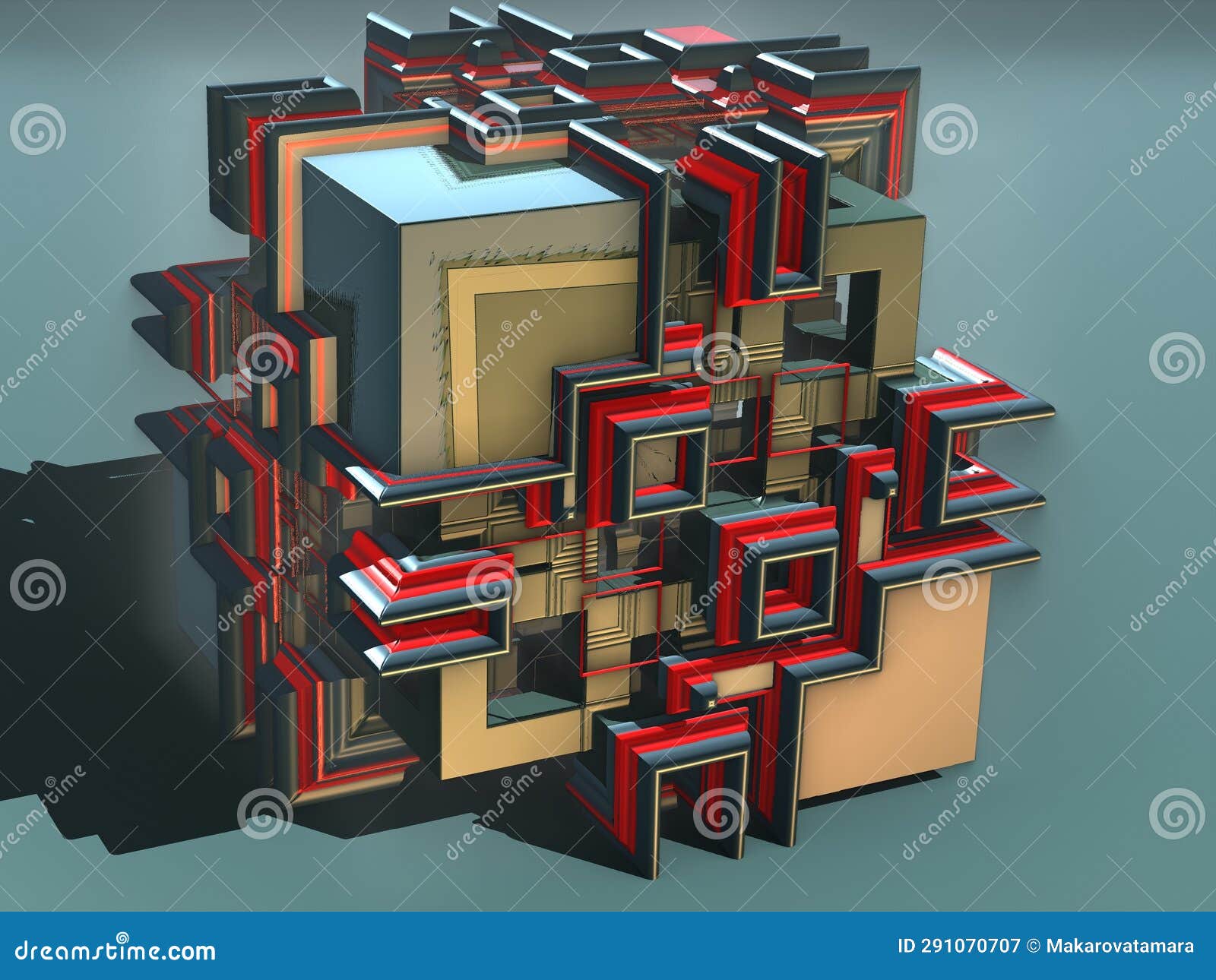 Abstract 3D Background with Randomly Extruded Segments. Detailed ...