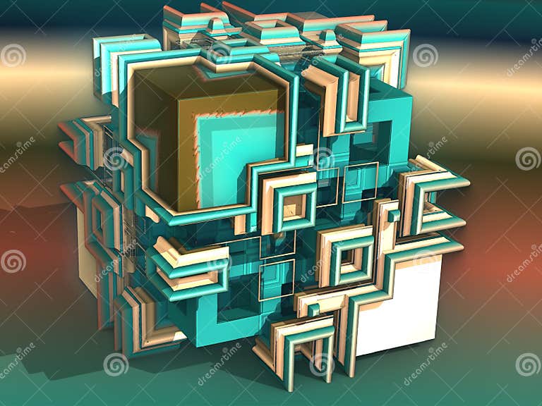 Abstract 3D Background with Randomly Extruded Segments. Detailed ...