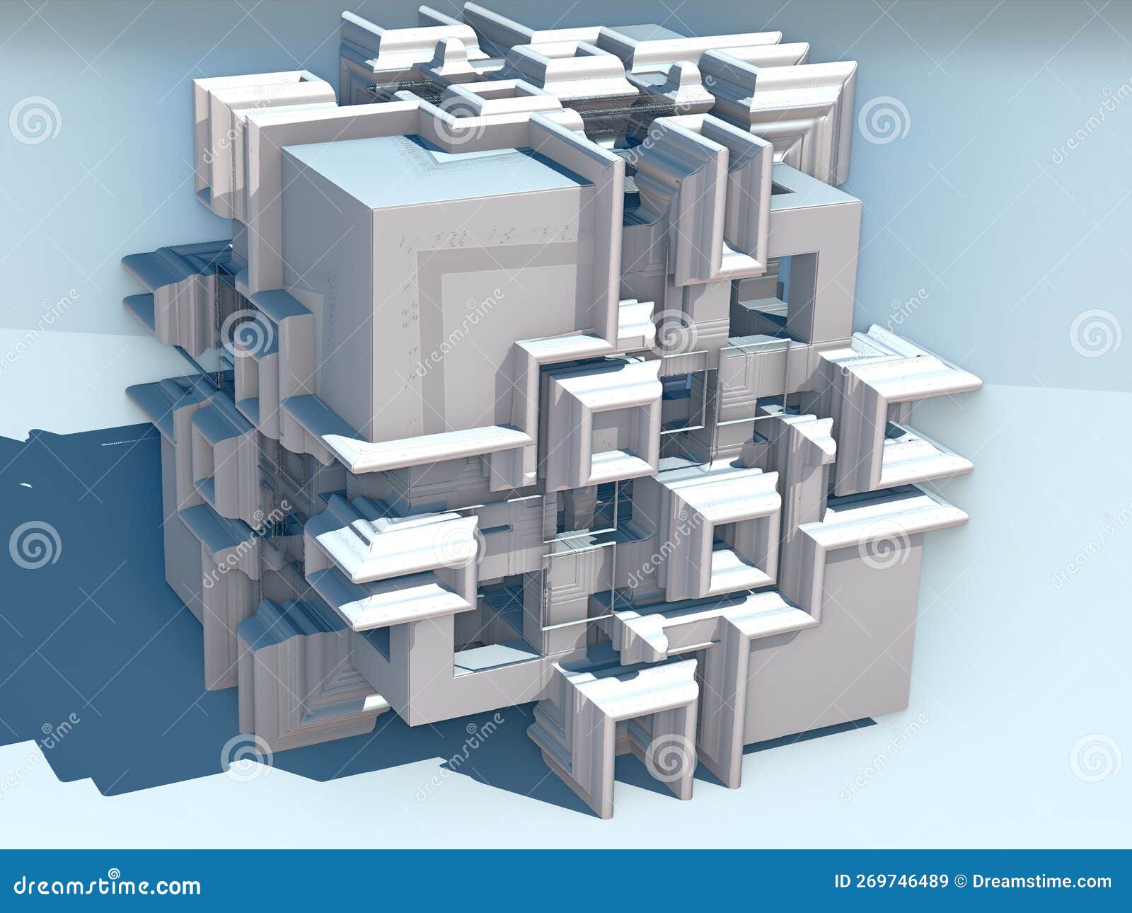 Abstract 3D Background with Randomly Extruded Segments. Detailed ...