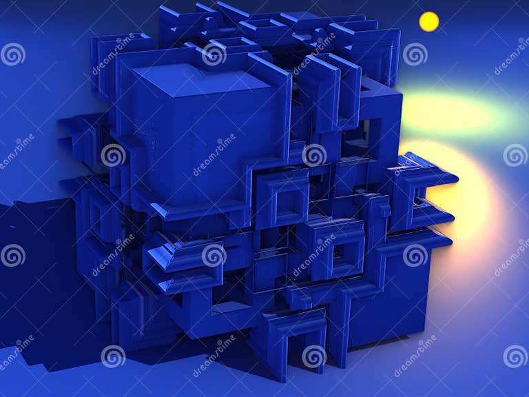 Abstract 3D Background with Randomly Extruded Segments. Detailed ...