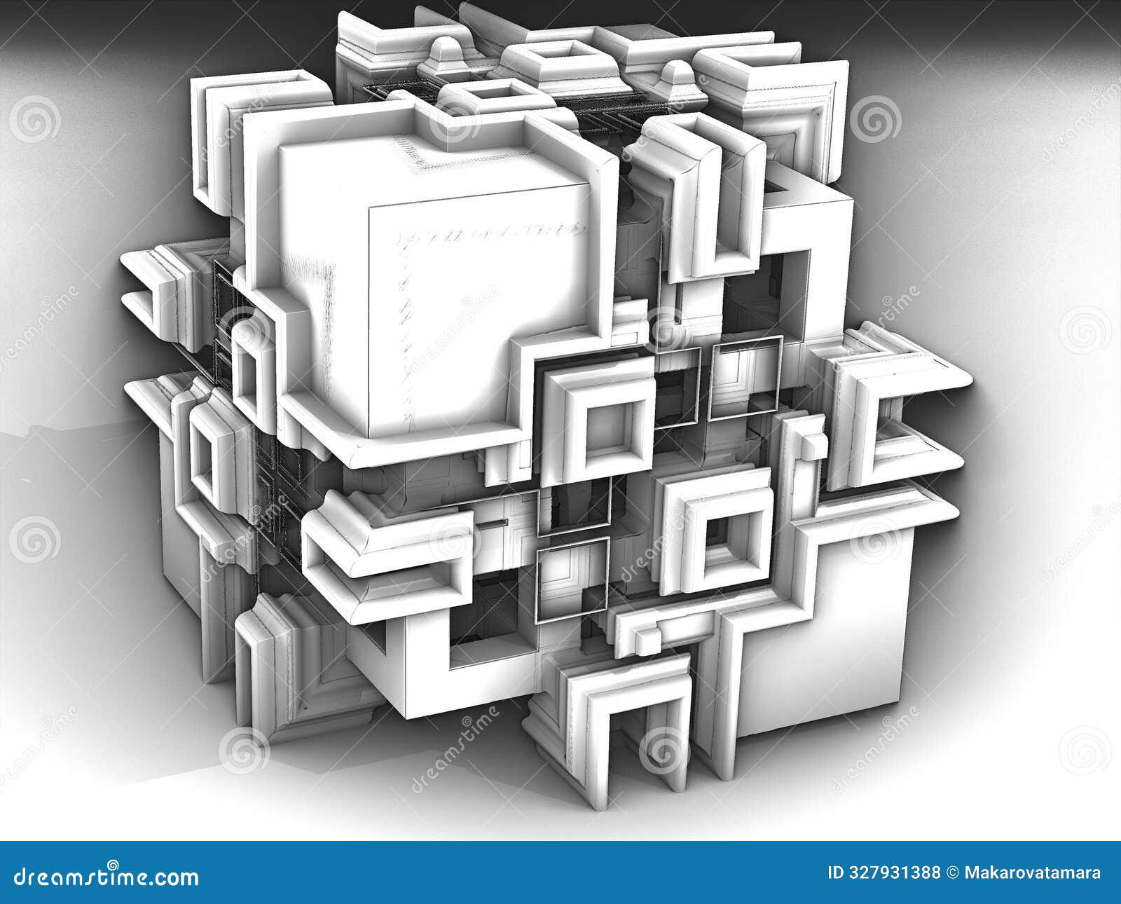 Abstract 3D Background with Randomly Extruded Segments. Detailed ...