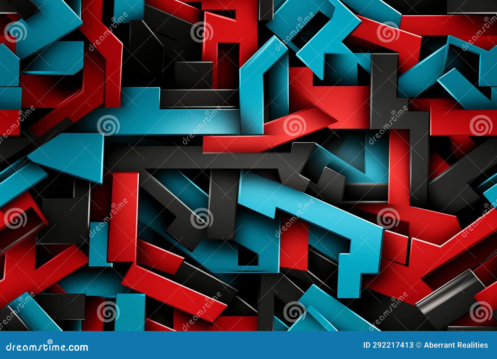 Abstract 3d Background with Red Blue and Black Shapes Stock ...