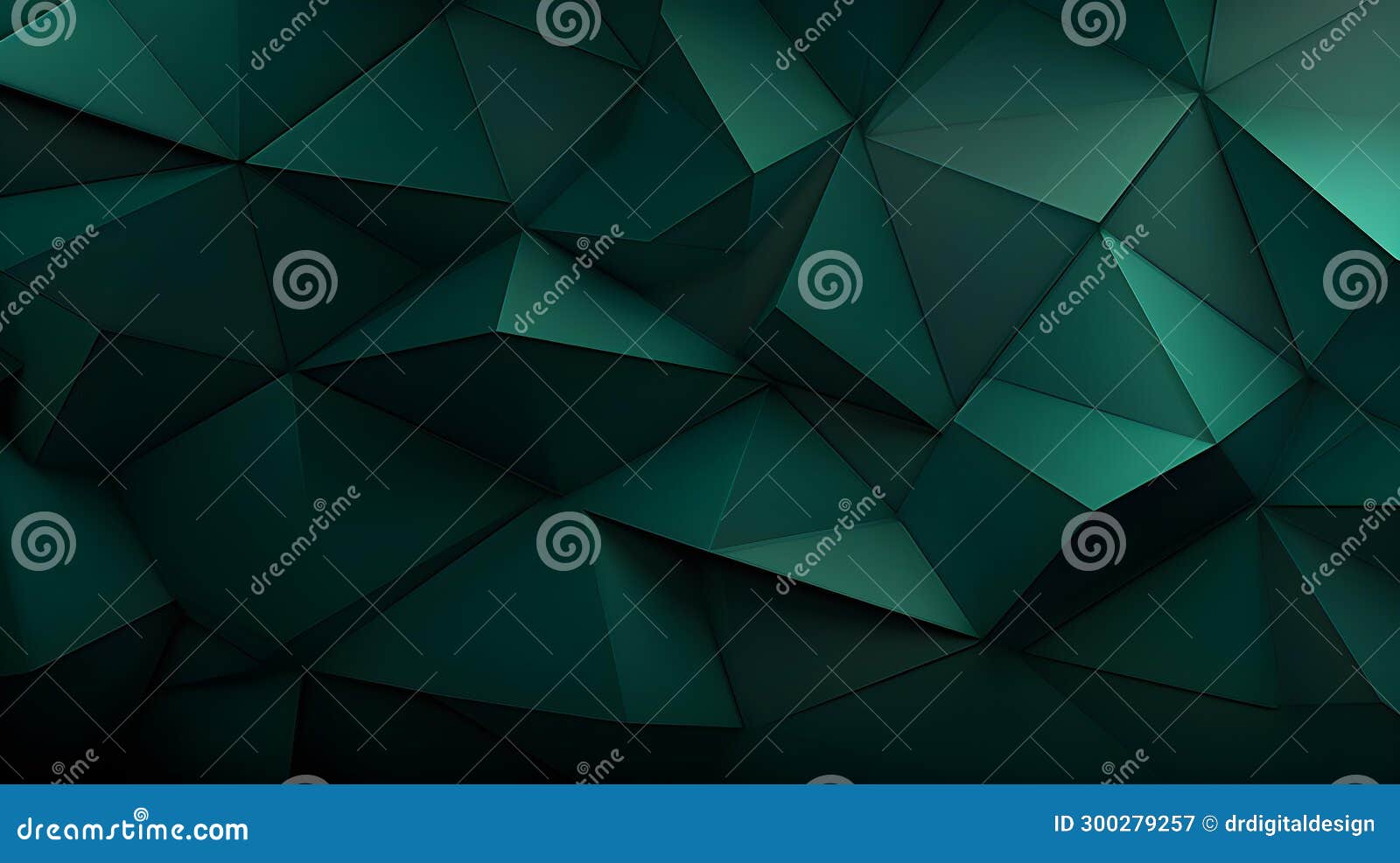 Abstract 3D Background of Triangular Shapes in Dark Green Colors ...