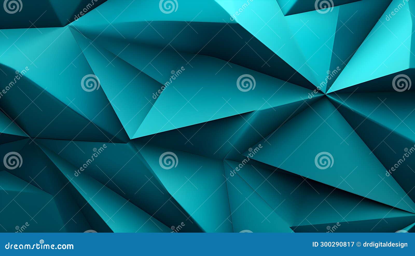 Abstract 3D Background of Triangular Shapes in Turquoise Colors. Modern Wallpaper of Geometric ...