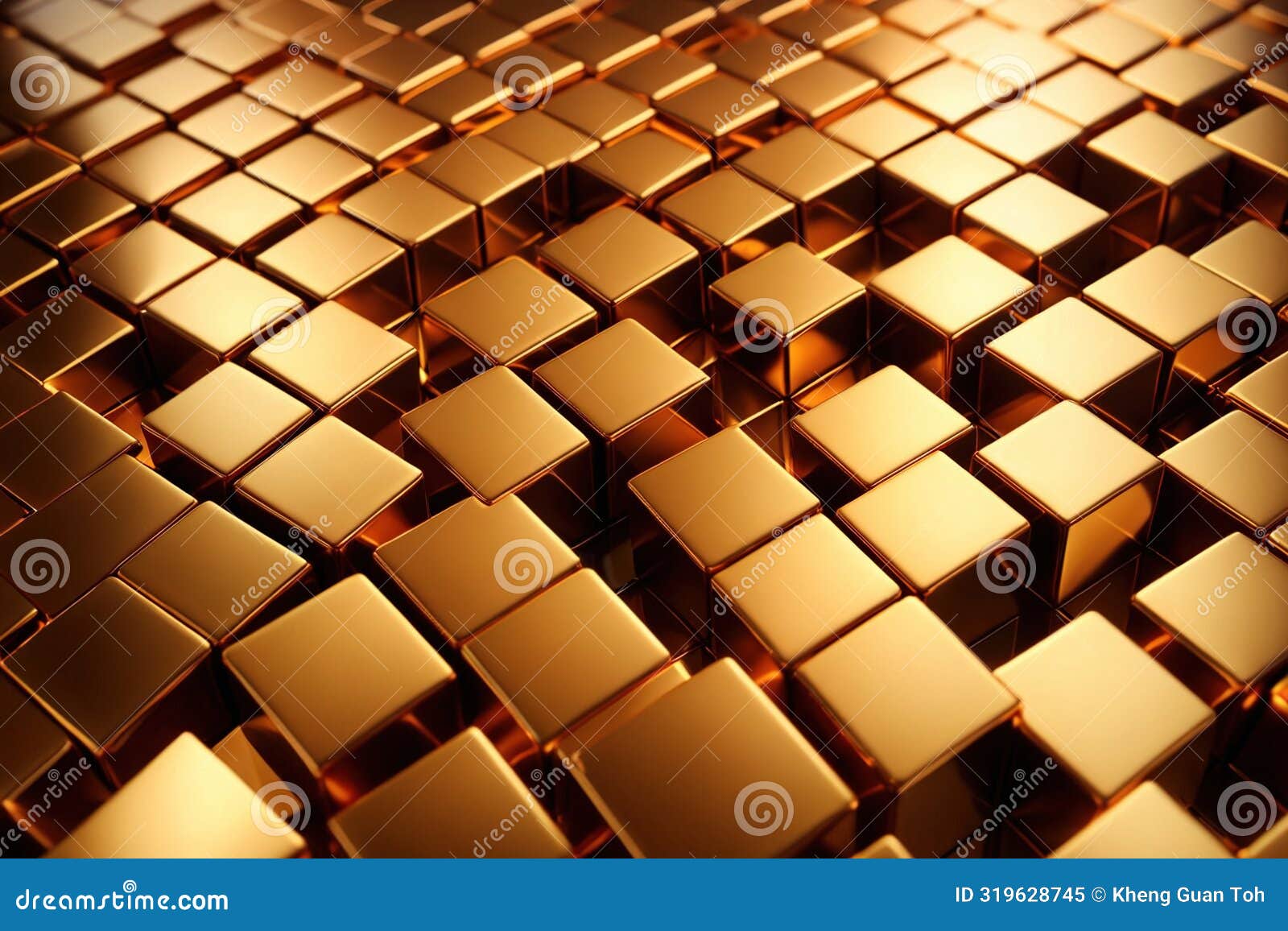 Abstract 3d Background Wallpaper of 3d Gold Metal Cube Mosaic Pattern ...