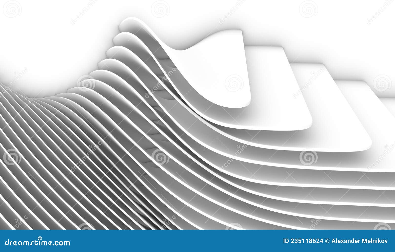 Abstract 3d Background of Wavy Shapes. 3d Rendering Stock Illustration ...