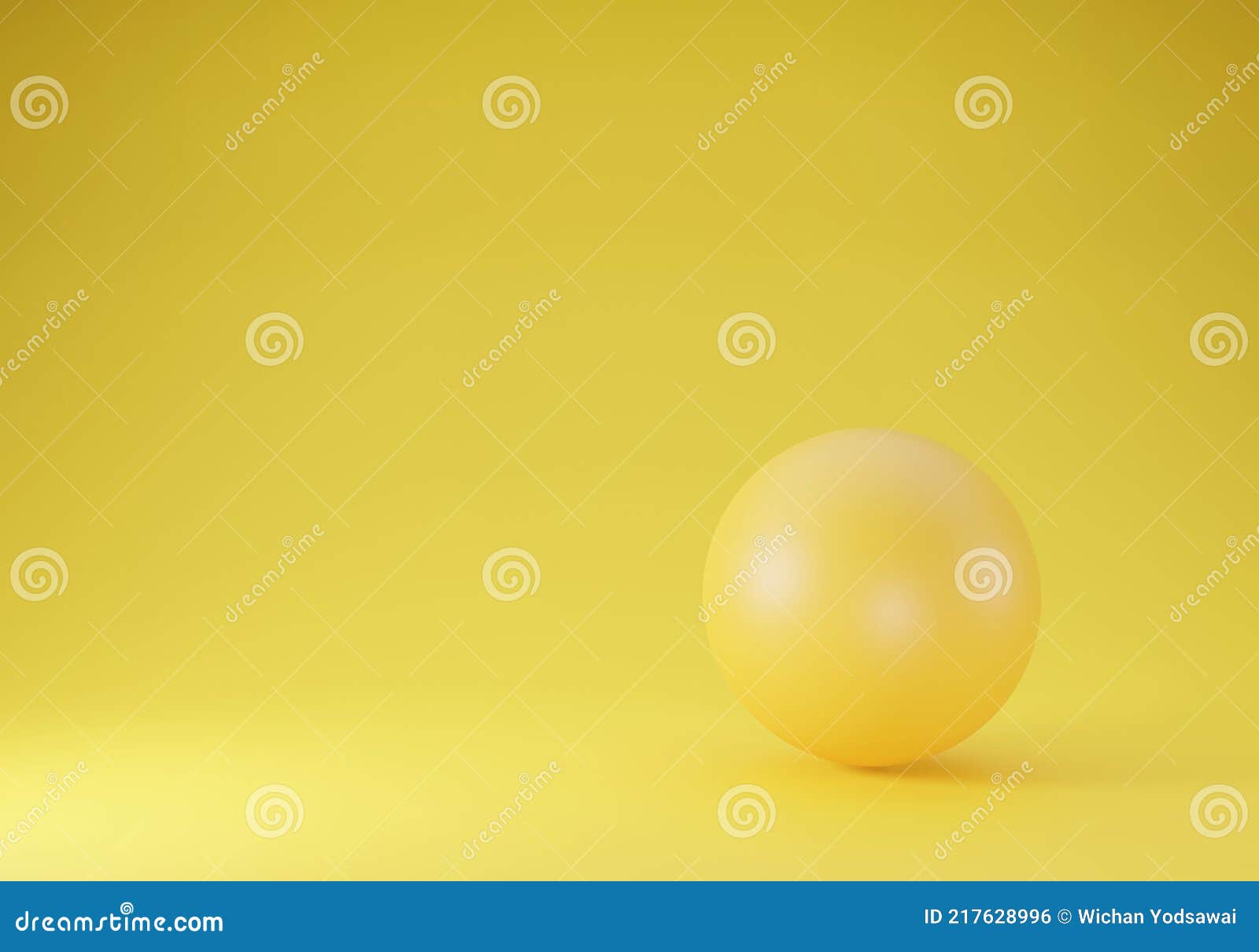 Abstract 3D Ball Yellow Background 3D Rendering Minimal with Copy Space ...