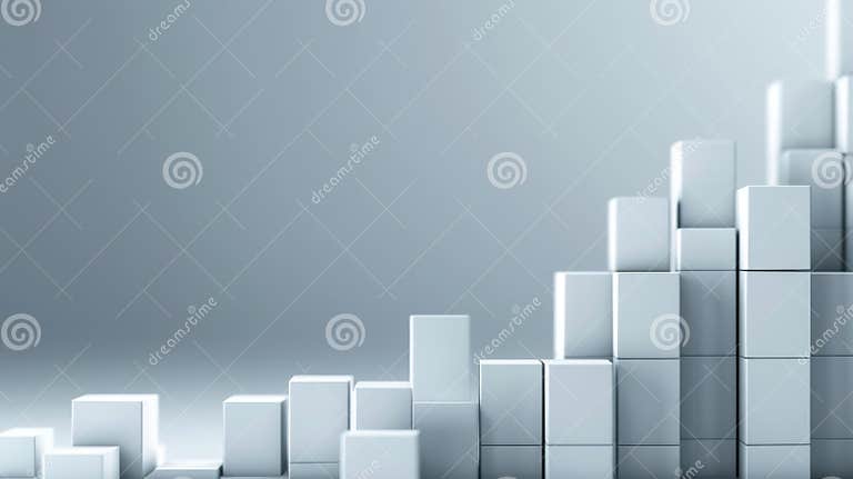 Abstract 3D Bar Graph with Minimalistic White Cubes Stock Illustration ...