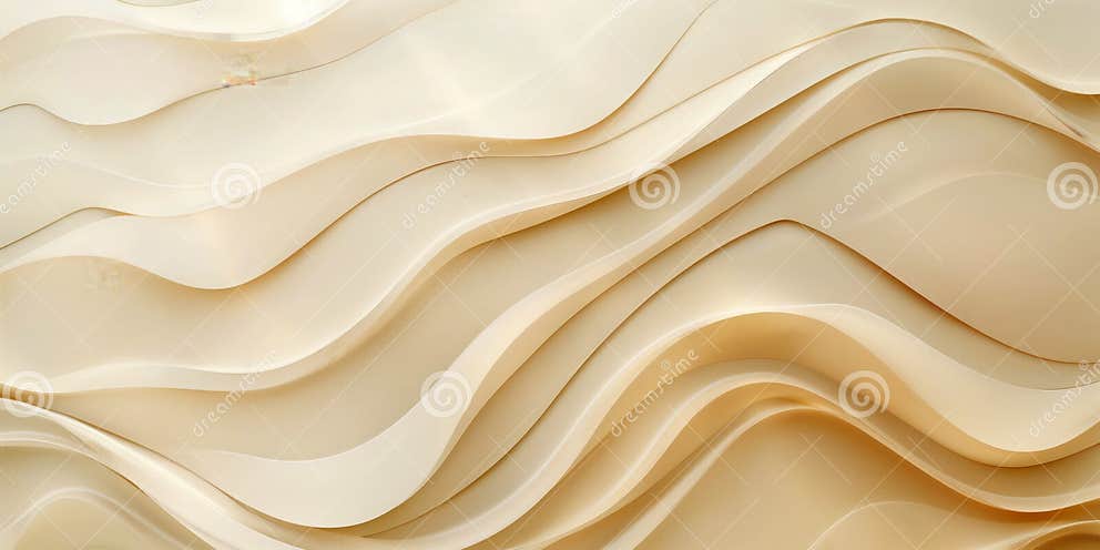 Abstract 3D Beige Waves Background with Smooth Flowing Patterns ...