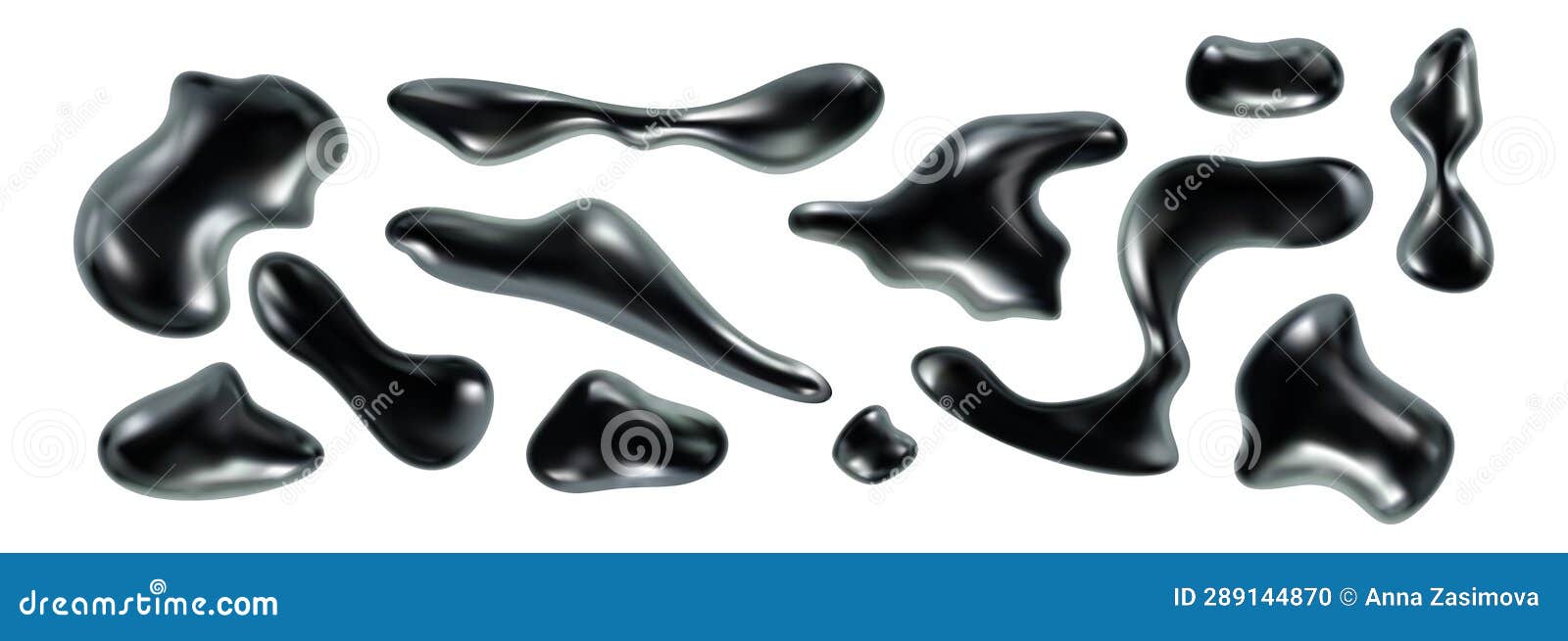 Abstract 3D Black Chrome Abstract Forms, Assorted Volumetric Vector ...