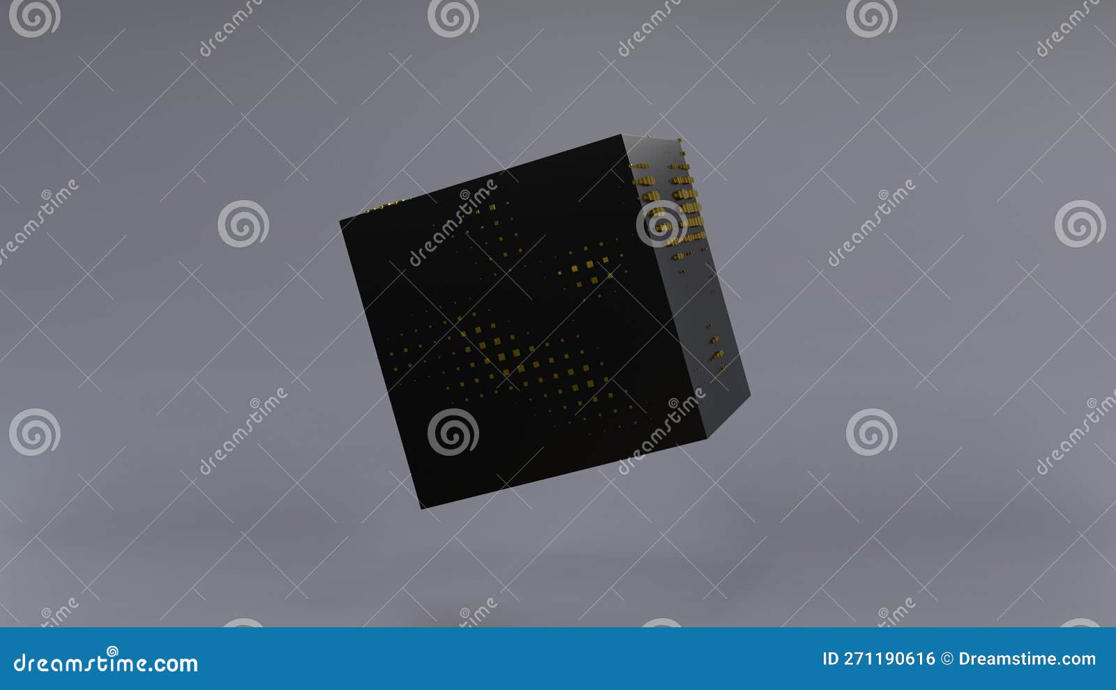 Abstract 3D of a Black Cube in Zero Gravity Stock Illustration ...