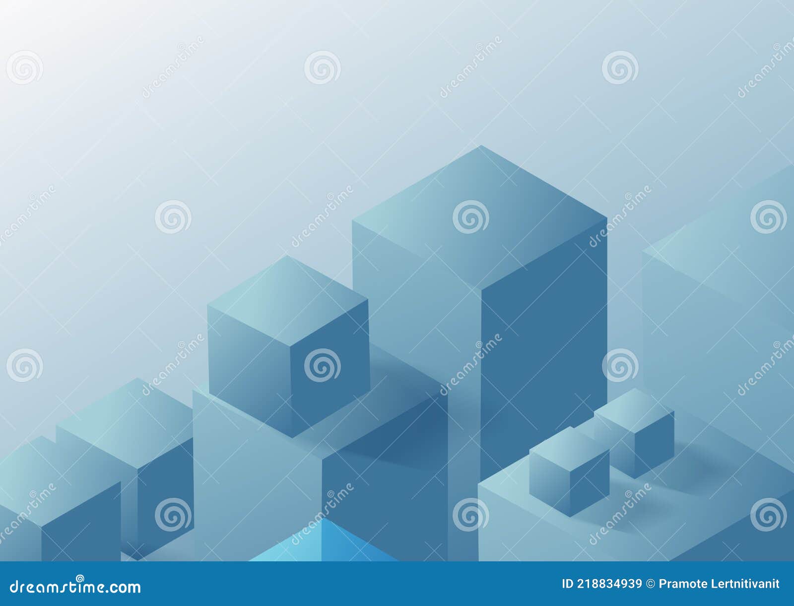 Abstract 3D Blue Cube Box Overlapping on Light Blue Background Stock ...