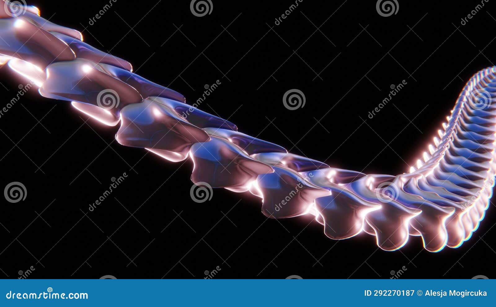 Abstract 3D Blue and Pink Chrometype Array Snake Shape with Black ...