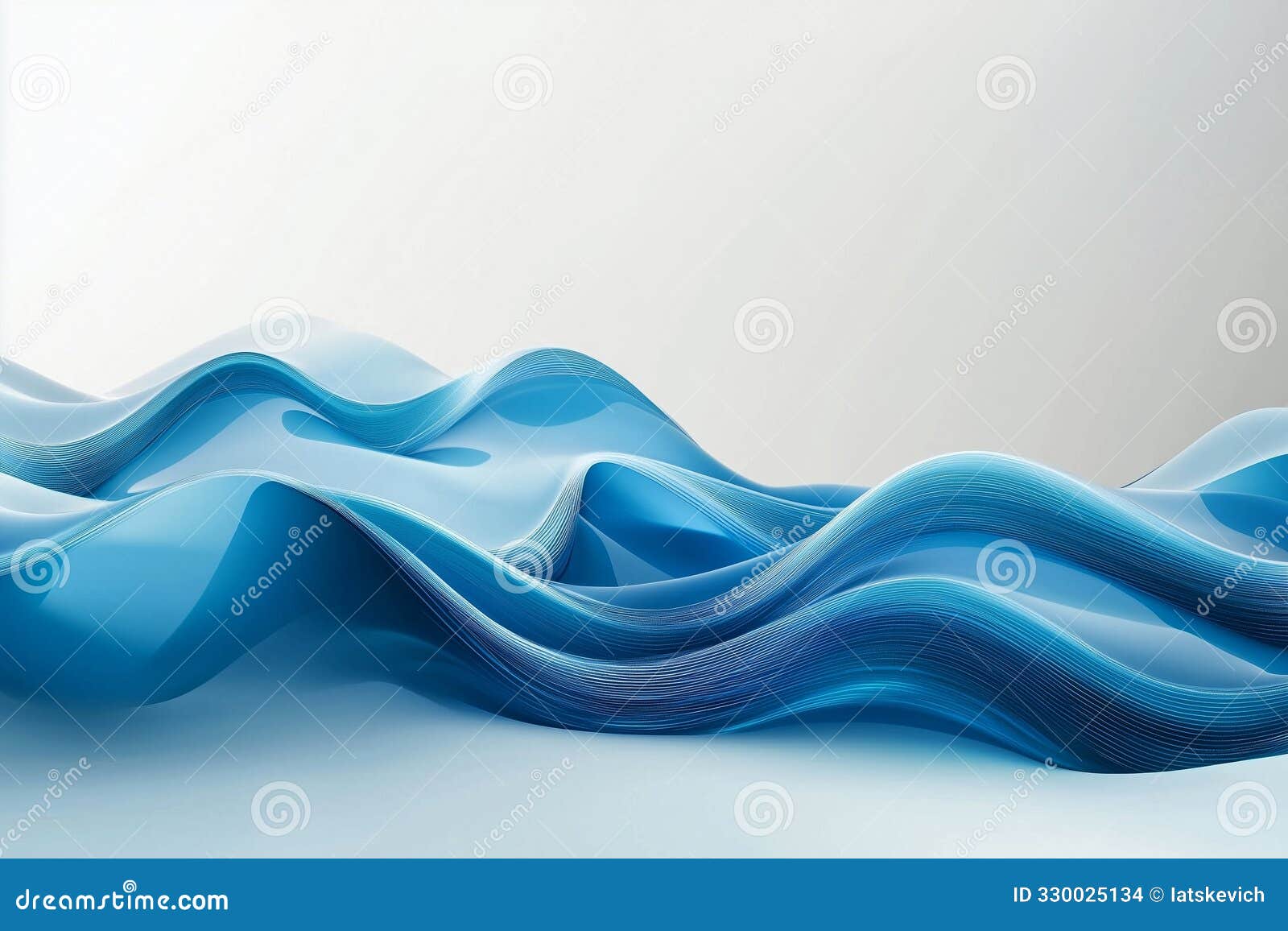 Abstract 3D Blue Wavy Flow on Light Background Stock Photo - Image of ...