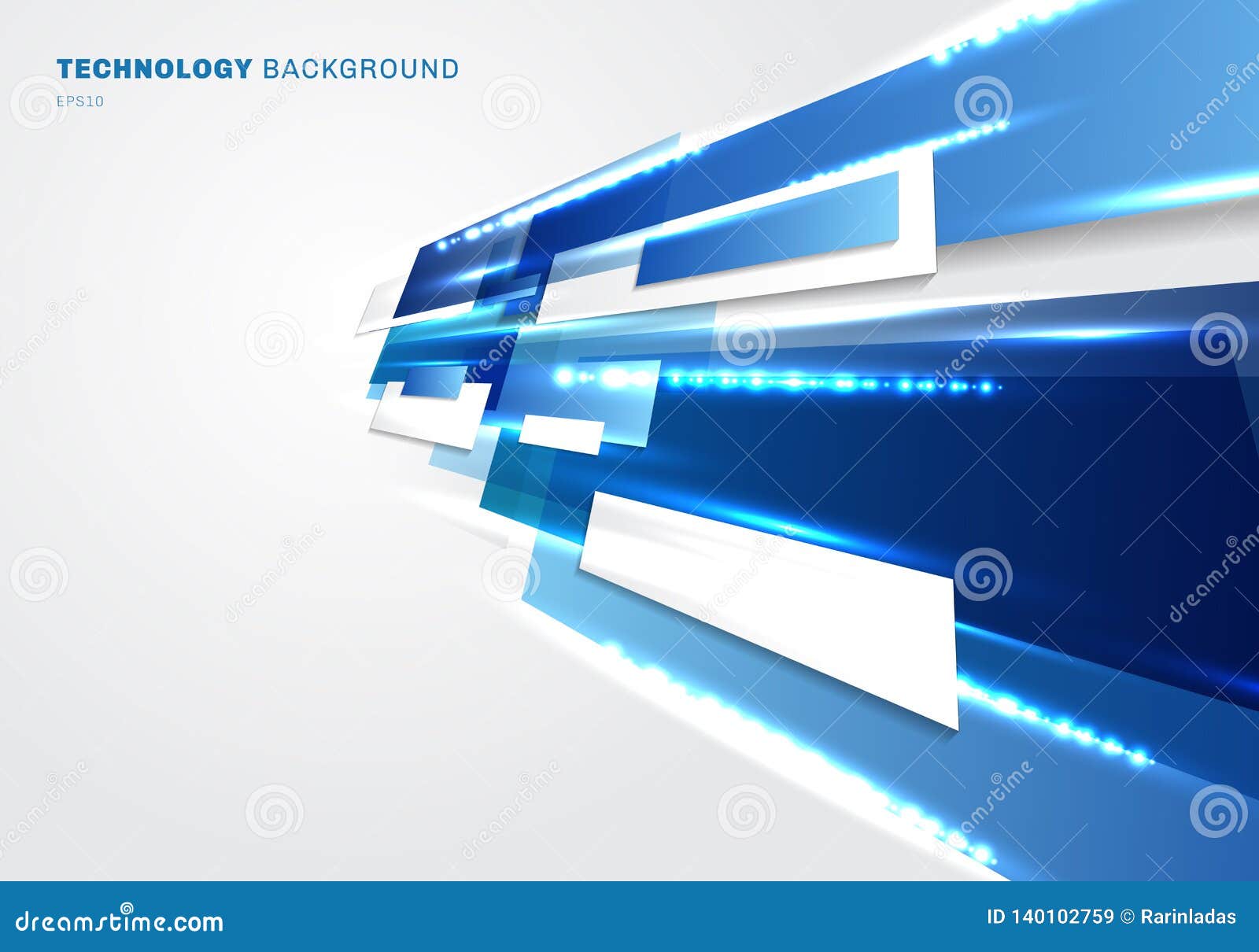 Abstract 3d Blue and White Rectangles Motion with Lighting Effect ...