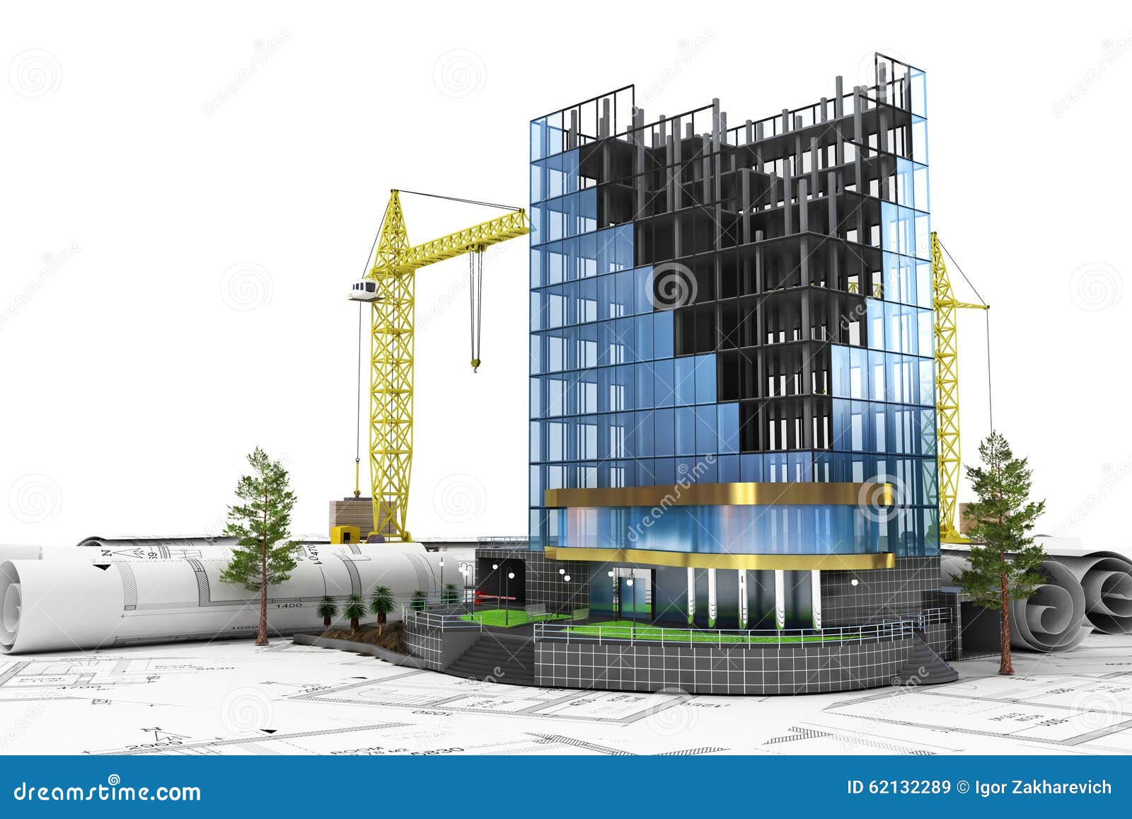 Abstract 3d of Building Development Concept. Stock Illustration ...