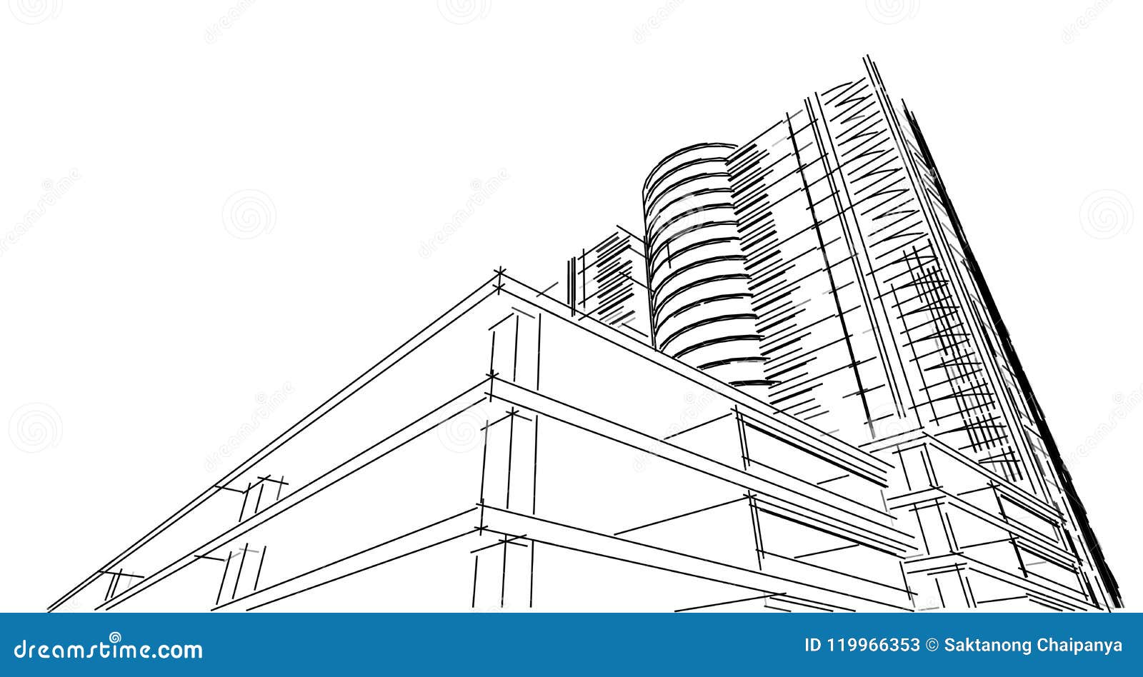 Abstract 3D Building Wireframe Structure. Illustration Construct Stock ...